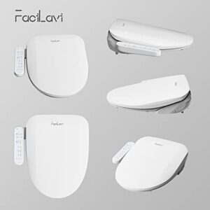 Facilavi FC1 Electronic Bidet Seat Elongated, Smart Toilet Bidet Seat, Unlimited Warm Water, Vortex Wash, Electronic Heated,Warm Air Dryer,Bidet Seat,Rear and Front Wash, LED Light