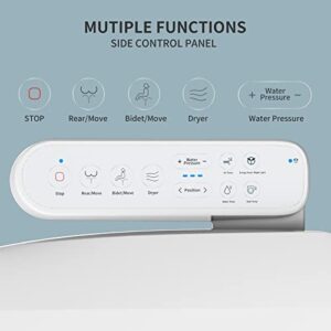 Facilavi FC1 Electronic Bidet Seat Elongated, Smart Toilet Bidet Seat, Unlimited Warm Water, Vortex Wash, Electronic Heated,Warm Air Dryer,Bidet Seat,Rear and Front Wash, LED Light