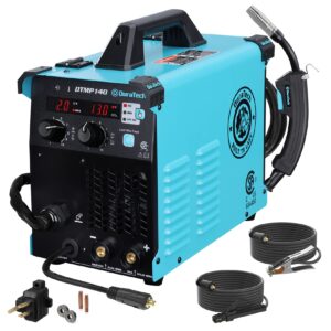 duratech 140amp mig welder, 120v flux core welder mig/lift tig/stick 3-in-1welding kit with cold wire feed, welding gun and 15a to 20a plug adapter, portable smart welding machine igbt inverter welder