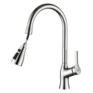 fulgutonit pull out kitchen faucet, high arc single handle kitchen sink faucet with 3 modes pull down sprayer, kitchen sink faucet for bar laundry rv utility sink, chrome