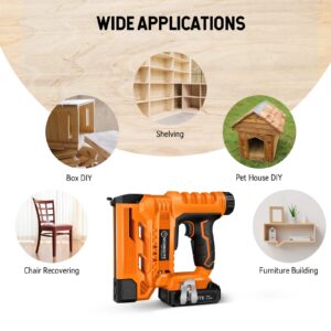 WORKSITE Cordless Brad Nailer 18 Gauge, Nail Gun Battery Powered, Staple Gun for Wood with 1000pcs Nails and 1000pcs Staples for Soft Woodworking & DIY Projects, Battery & Charger Included