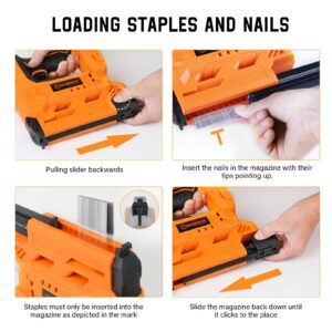 WORKSITE Cordless Brad Nailer 18 Gauge, Nail Gun Battery Powered, Staple Gun for Wood with 1000pcs Nails and 1000pcs Staples for Soft Woodworking & DIY Projects, Battery & Charger Included