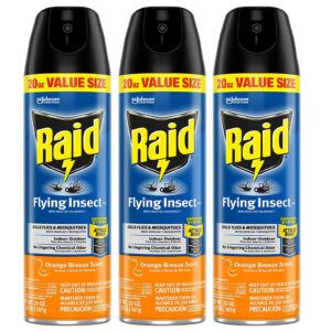 Raid Flying Insect Killer, Kills Flies, Mosquitoes, and Other Flying Insects on Contact, for Indoor and Outdoor Use, Orange Breeze Scent, 18 oz (3 Pack)