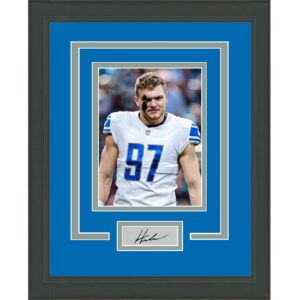 framed aidan hutchinson facsimile laser engraved signature auto detroit lions 14x17 football photo