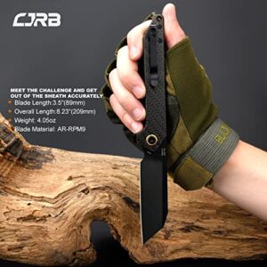 CJRB CUTLERY Folding Knife Rampart (J1907-BCF) AR-RPM9 Powder Steel Black PVD Blade Carbon Fiber Handle Pocket Knife EDC Knife