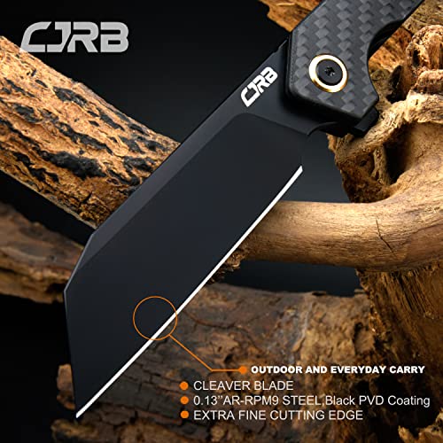 CJRB CUTLERY Folding Knife Rampart (J1907-BCF) AR-RPM9 Powder Steel Black PVD Blade Carbon Fiber Handle Pocket Knife EDC Knife