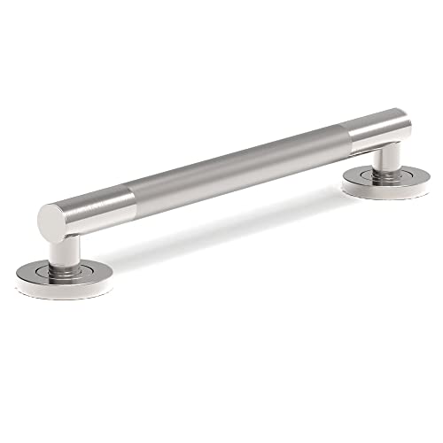 AmeriLuck 18 inches Designer Bath Safety Grab Bar with Anti-Slip Peened Grip, ADA Compliant 500lbs Loading Capacity, Brushed Nickel