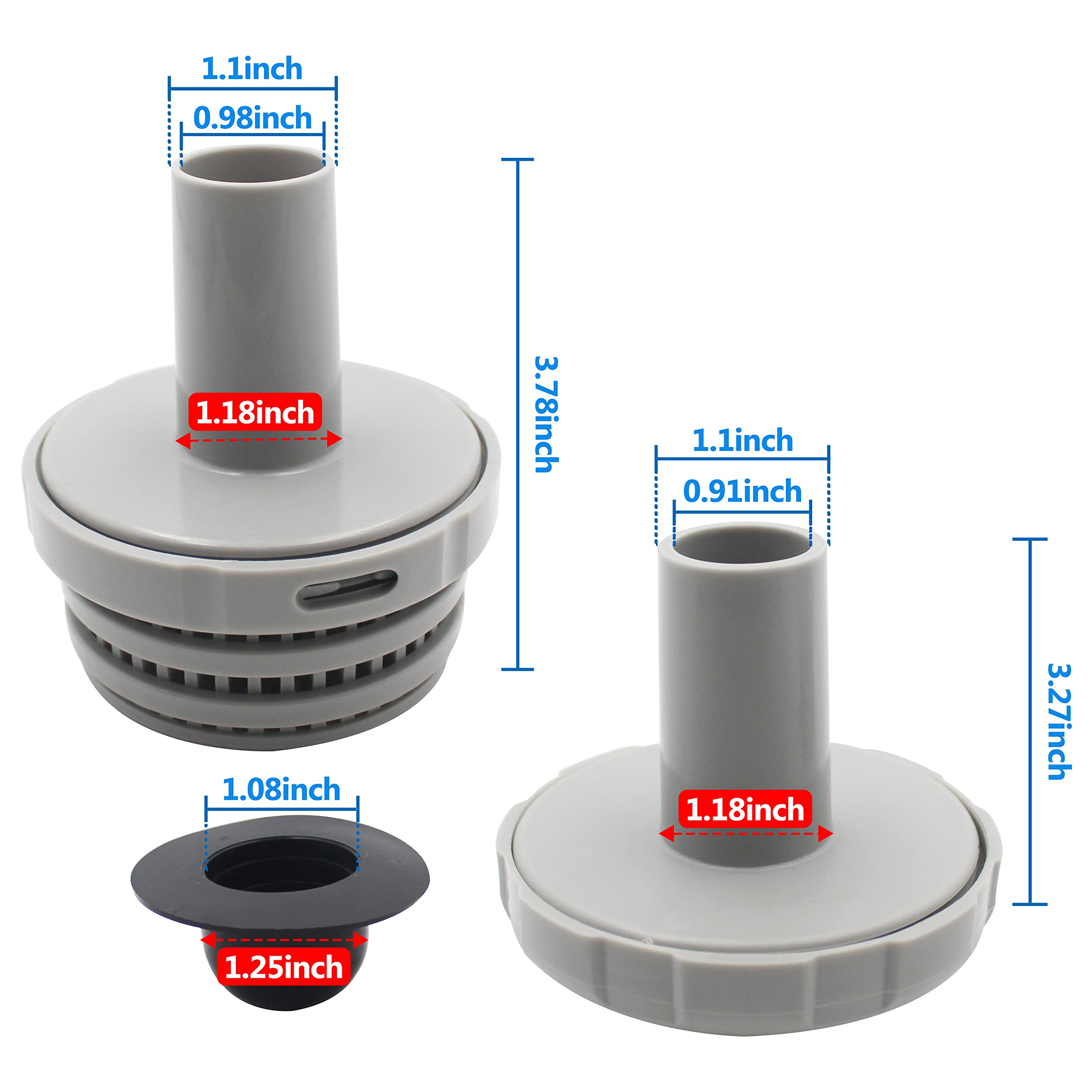 TIROAR 25022E Swimming Pool Water Jet Connector Kits with Outlet Strainer Grid,Inlet Nozzle and Hole Plug with 1.25 Inch Fittings