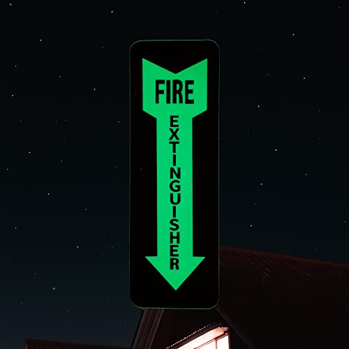 Fire Extinguisher Sign, 4 Pack Of Fire Extinguisher Sticker, Glow In The Dark 18 Mil Thick Durable - Weatherproof Self Adhesive Photoluminescent And UV Protected Safety Signs red