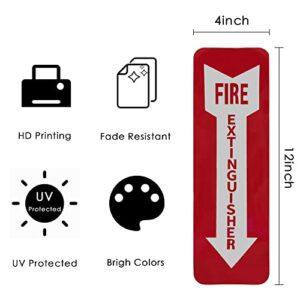 Fire Extinguisher Sign, 4 Pack Of Fire Extinguisher Sticker, Glow In The Dark 18 Mil Thick Durable - Weatherproof Self Adhesive Photoluminescent And UV Protected Safety Signs red