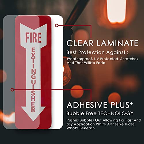 Fire Extinguisher Sign, 4 Pack Of Fire Extinguisher Sticker, Glow In The Dark 18 Mil Thick Durable - Weatherproof Self Adhesive Photoluminescent And UV Protected Safety Signs red