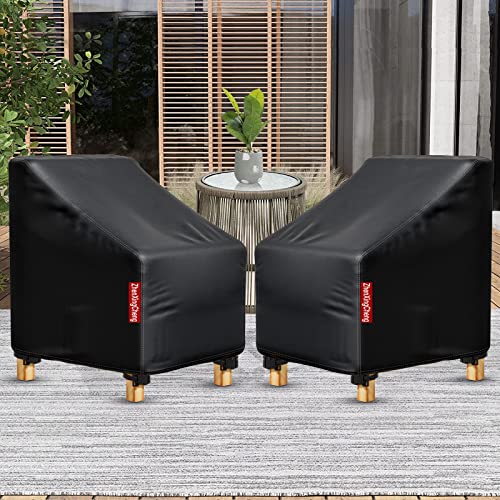 Patio Chair Covers 2 Pack - Outdoor Furniture Covers with Waterproof Strip - Fits as Lawn Lounge Deep Seat Cover,Patio Dining Chair Cover and High-Back Chair Cover (Black-29Wx36HxD30)