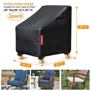 Patio Chair Covers 2 Pack - Outdoor Furniture Covers with Waterproof Strip - Fits as Lawn Lounge Deep Seat Cover,Patio Dining Chair Cover and High-Back Chair Cover (Black-29Wx36HxD30)