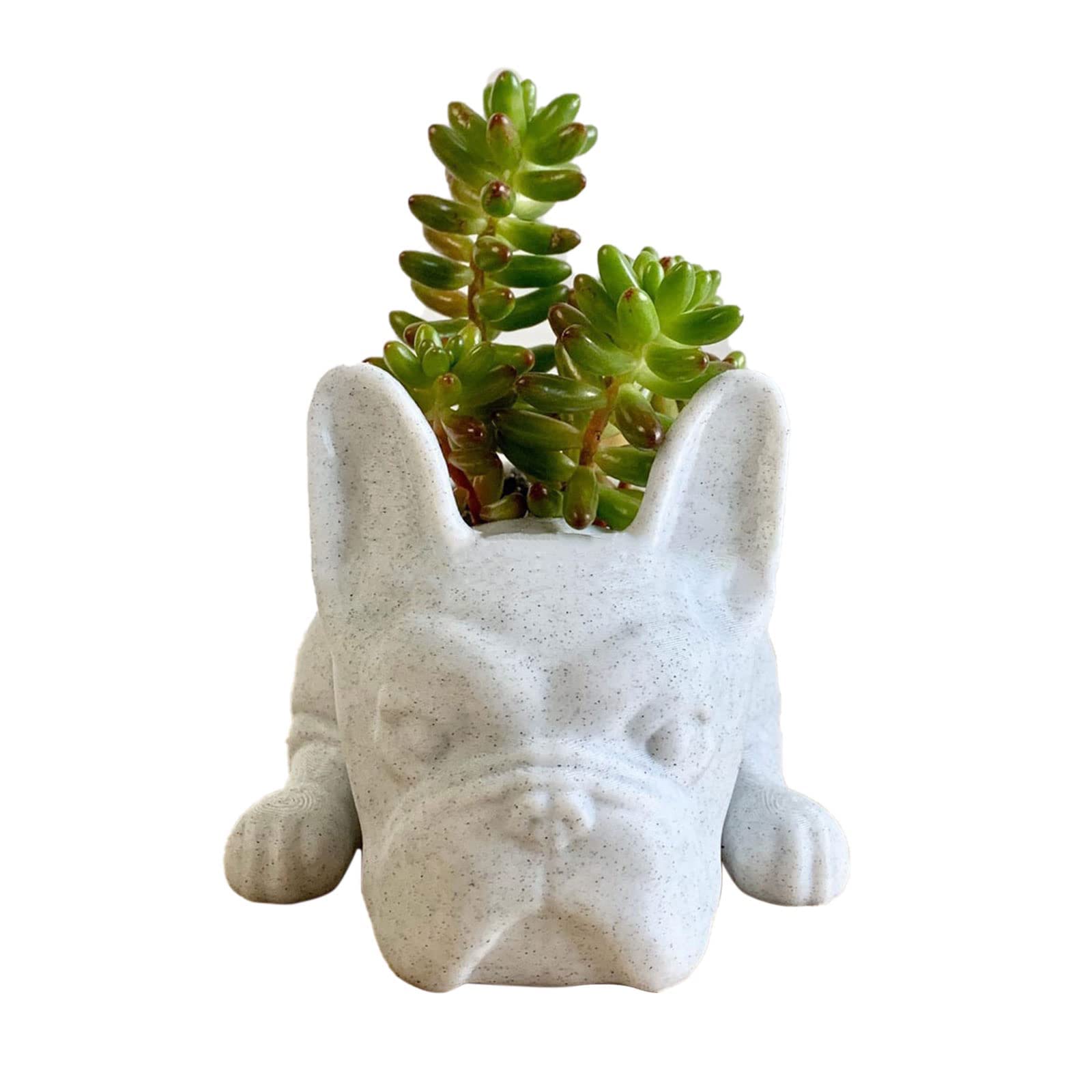 F/A Resin Dog Succulent Planter Animal Succulent Plant Pots French Bulldog Shape Cute Bonsai Flower Pots for Plants Flower Cactus (No Plants)