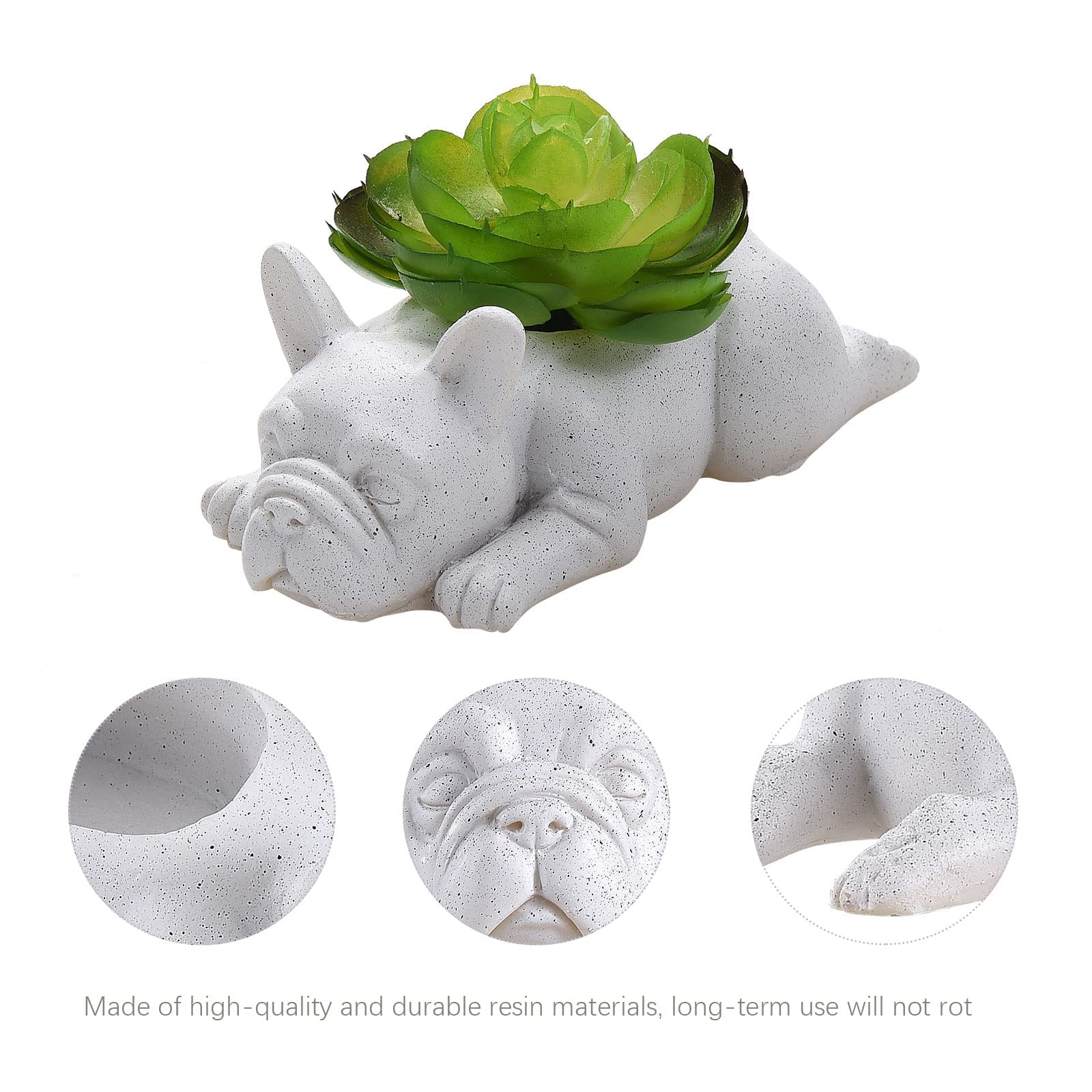 F/A Resin Dog Succulent Planter Animal Succulent Plant Pots French Bulldog Shape Cute Bonsai Flower Pots for Plants Flower Cactus (No Plants)