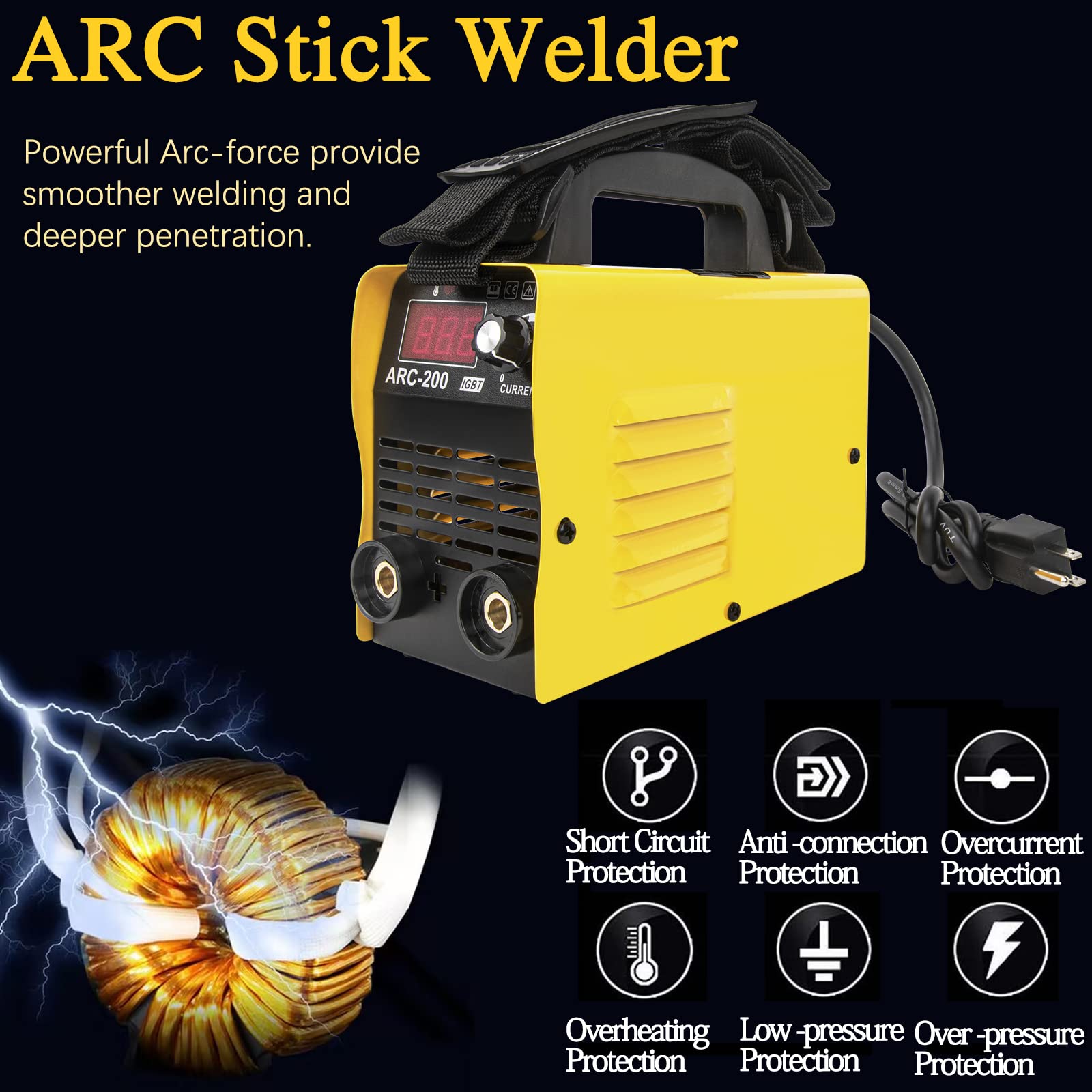 Stick Welder, Welding Machines, Welder Machine 110v, Mini Welder Machine Beginners ARC Welder 200Amp with Display LCD Use Welding Rod Tools