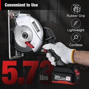 Mini Circular Saw, Brushless Circular Saw with 4.0Ah Battery & Charger, 7000RPM, Max Cutting Depth 1 1/5"(45°), 2 1/10"(90°), Lightweight Circular Saw for Metal, Wood, Drywall, Plastic, Tile, S721-1