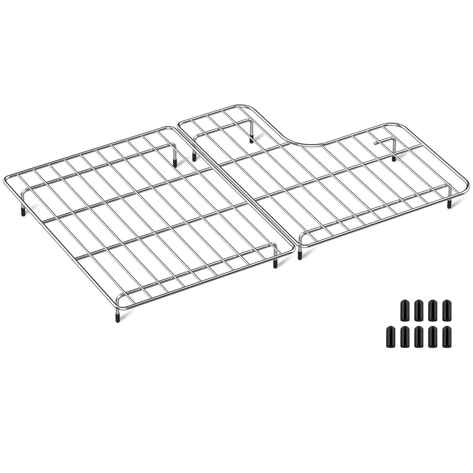 Dreyoo Sink Racks Compatible with Kohler Whitehaven K-6486 and K-6487 Sink, 304 Stainless Steel Sink Protectors for Kitchen Sink with 9 Additional Rubber Feet, 14.68 x 23 x 1.61 in (Classic Style)