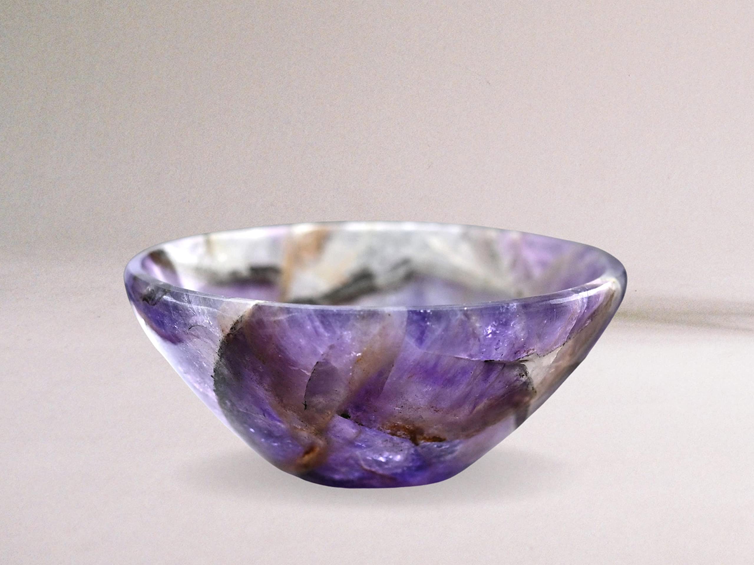 Amethyst Crystal Bowl - 2" Gem Stone Bowl for Altar Offering Bowl