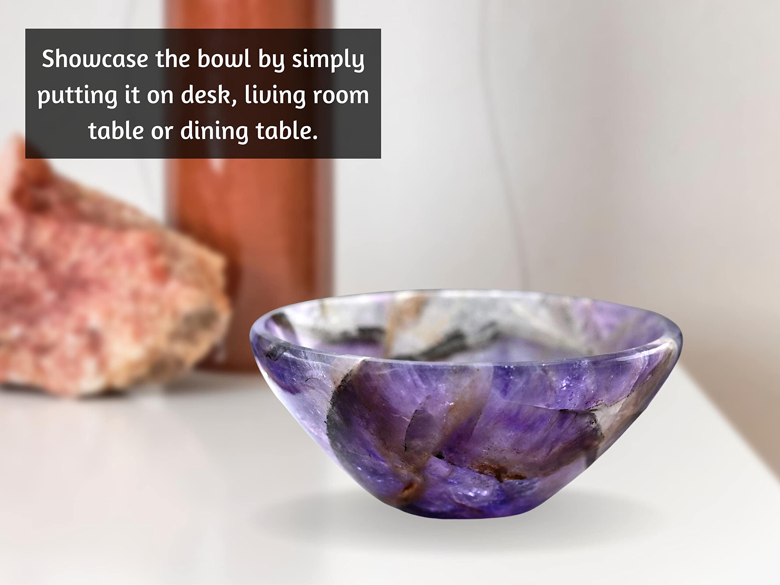 Amethyst Crystal Bowl - 2" Gem Stone Bowl for Altar Offering Bowl