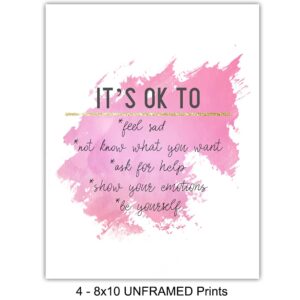 Yellowbird Art & Design Inspirational Quotes Wall Decor - Pink Motivational poster Set - Positive Affirmations Wall Art - Encouraging Gift for Women Girls - I Am - Inspiring Wall Art - UNFRAMED 8x10