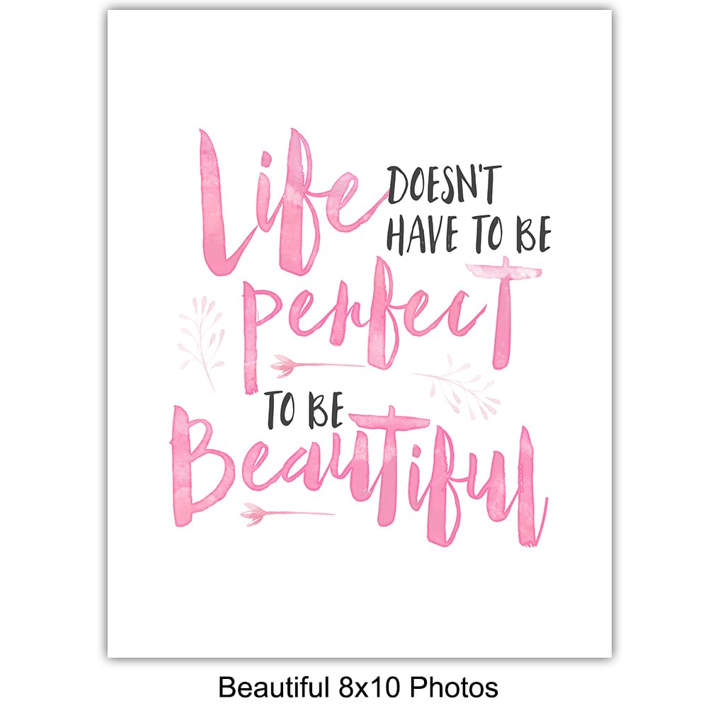 Yellowbird Art & Design Inspirational Quotes Wall Decor - Pink Motivational poster Set - Positive Affirmations Wall Art - Encouraging Gift for Women Girls - I Am - Inspiring Wall Art - UNFRAMED 8x10