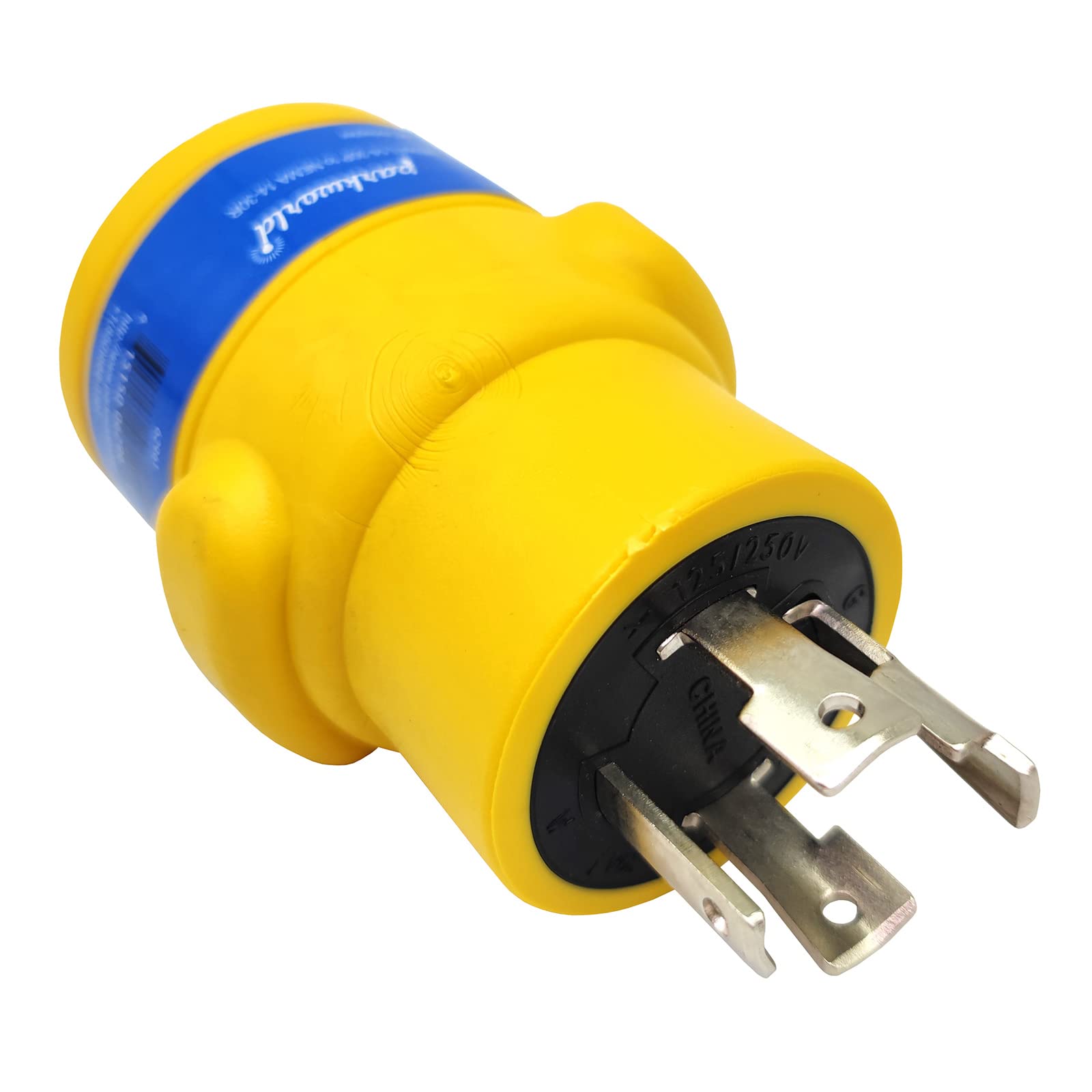 Parkworld 62961 NEMA L14-30P to 14-30R Adapter 4-Prong Generator 30A Locking Plug to Dryer 4-Prong 30A Outlet (Yellow)