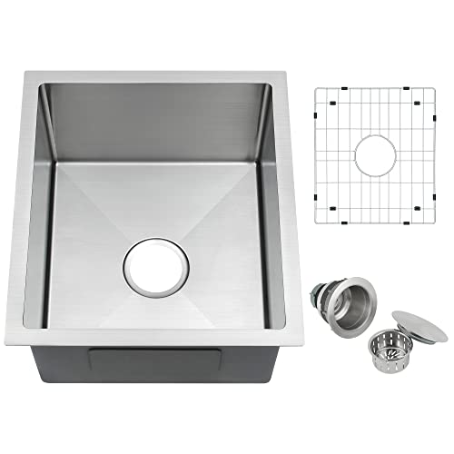 MILOSEN Bar Sink Undermount 17×19 Inch, Wet Bar Prep Kitchen Sink, Small RV Kitchen Sink Single Bowl, Small Stainless Steel Undermount Bar Sink