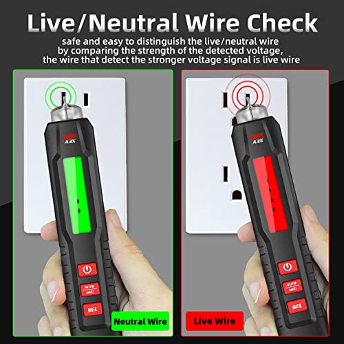 BSIDE Voltage Tester 3-Results Display Voltage Detector, Capacitance and Diode Measurement, Non-Contact AC Electricity Sensor Pen Live/Neutral Wire Check Breakpoint Locate V-Alert Tester