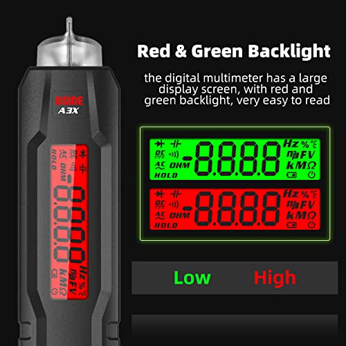 BSIDE Voltage Tester 3-Results Display Voltage Detector, Capacitance and Diode Measurement, Non-Contact AC Electricity Sensor Pen Live/Neutral Wire Check Breakpoint Locate V-Alert Tester