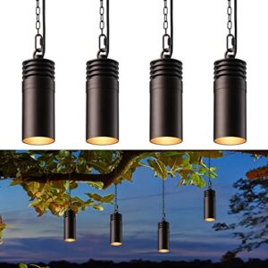 leonlite low voltage hanging landscape lights, 12v hanging tree lights, ul listed, led outdoor pendant light for gazebo, pergola, garden, aluminum, ip65, 2700k soft white, oil rubbed bronze, pack of 4