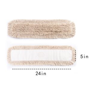 Matthew Cleaning 24'' Cotton Dust Mop Refill Washable Thick Tufted Replacement Heads for Residential & Commercial Use Fit All 24'' Dust Mop Frames, Hardwood, Laminate, Concrete Floors 1 Pack