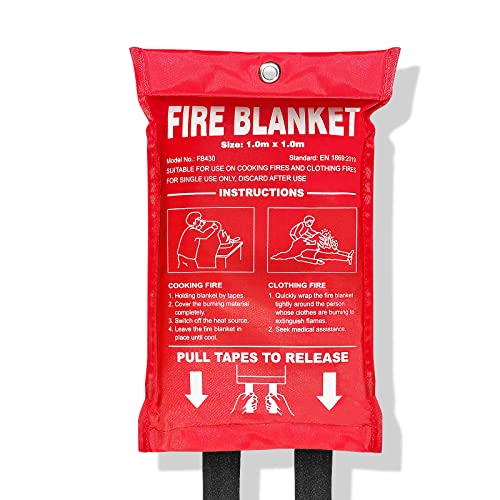 Guardryshely Fire Blanket for Home, Emergency Fire Blanket Kitchen, Easy to Store Fire Suppression Blanket, Fiberglass Fire Blanket Emergency for Grill, Car, Fireplace (39 in x 39 in), 1 Pack