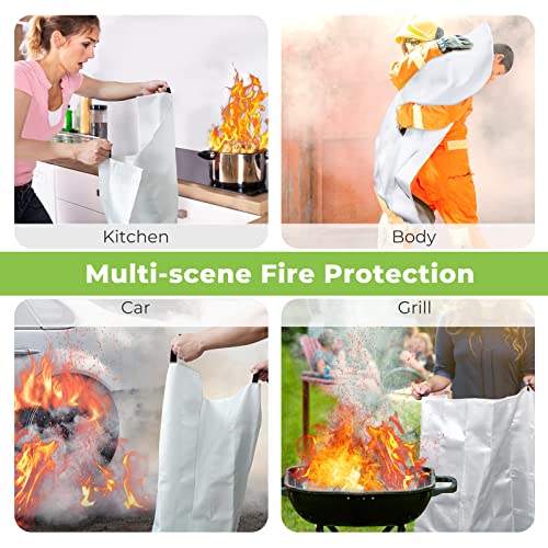 Guardryshely Fire Blanket for Home, Emergency Fire Blanket Kitchen, Easy to Store Fire Suppression Blanket, Fiberglass Fire Blanket Emergency for Grill, Car, Fireplace (39 in x 39 in), 1 Pack