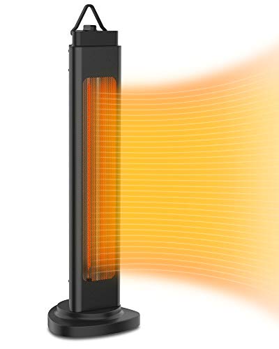 SURJUNY Electric Patio Heater, Infrared Space Heater with 90° Oscillation, Tip-Over Shut Off Protection, Quiet and Fast Heating, 1500W Radiant Heater for Indoor, Patio Outdoor Use