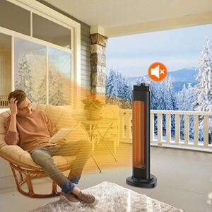 SURJUNY Electric Patio Heater, Infrared Space Heater with 90° Oscillation, Tip-Over Shut Off Protection, Quiet and Fast Heating, 1500W Radiant Heater for Indoor, Patio Outdoor Use