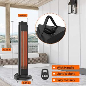 SURJUNY Electric Patio Heater, Infrared Space Heater with 90° Oscillation, Tip-Over Shut Off Protection, Quiet and Fast Heating, 1500W Radiant Heater for Indoor, Patio Outdoor Use