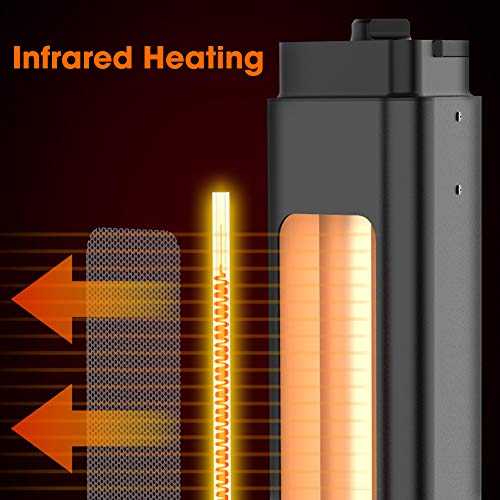 SURJUNY Electric Patio Heater, Infrared Space Heater with 90° Oscillation, Tip-Over Shut Off Protection, Quiet and Fast Heating, 1500W Radiant Heater for Indoor, Patio Outdoor Use