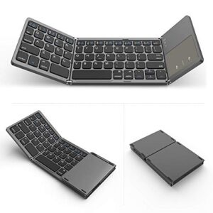 vssoplor foldable bluetooth keyboard with touchpad, dual modes usb wired folding wireless, portable mini pocket size travel keyboard for android tablet windows-dark gray