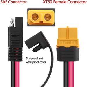 MEIRIYFA SAE to XT60 Connector Adapter Extension Cable SAE to XT-60 Female Cable Wire 12AWG for Solar Generator Power Station Lipo Battery Pack (3.3FT)