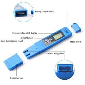 Zalengine TDS & EC Meter for Hydroponics, Household Drinking, Swimming Pool, Aquarium, Aquaculture, Lab - TDS EC Temp 3 in 1, TDS Meter, EC Meter, Digital Water Tester, 0-9999ppm, 0-9999μS/cm (Blue)