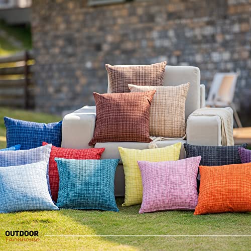 HPUK Farmhouse Outdoor Waterproof Throw Pillow Covers Pack of 2, 12x20 Inch Decorative Garden Cushion Covers for Patio Tent Balcony Bench Tent Couch Sofa, Solid Accent Pillow Covers, Black