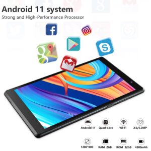 CUPEISI 8 inch Android 11 Tablets, 2GB RAM+32GB ROM Tablet, Quad-Core Processor Tablet PC, 1280 * 800 IPS HD Display 4300mAh Battery, 2MP+5MP Dual Camera Tableta