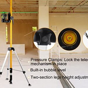 Laser Level Pole, Firecore Upgraded 12 ft. Telescoping Laser Pole with Tripod and Multifunctional Mounting Clamp, Adjustable Bracket with 1/4"-20 Laser Mount for Rotary and Line Laser Level- FLP370CX