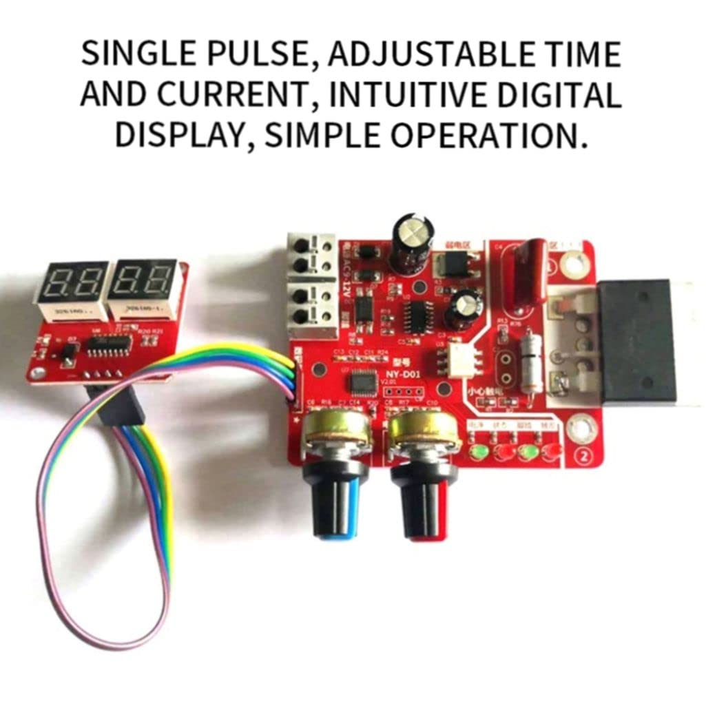 100A Spot Welder Machine Time Control Board, Digital Display Adjustable Spot Welding Module, Time and Current Controller Panel Timing Ammeter Machine Spot Welders Transforming Control Board