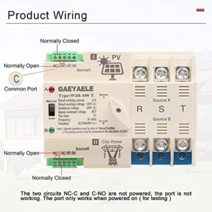 GAEYAELE on-Grid Photovolatic Power Automatic Transfer Switch Din Rail 3P 63A AC220V ATS PV Solar System Power Generator Transfer Switch Use (ATS-3P-63A-220VAC-Solar)