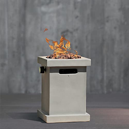 Portable Tabletop Fireplace Propane Gas Fire Pit, Concrete Outdoor Smokeless Fire Bowl, 10 inch, 10,000 BTU with CSA Certification for Camping, Patio, Outdoor Heating and Bonfire (Square-Light Gray)