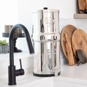 Big Berkey Gravity-Fed Water Filter System with 2 Black Berkey Elements Plus Deluxe 7" Stainless Steel Berkey Water View Spigot