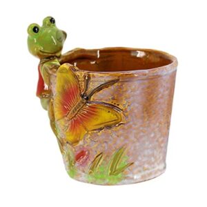 happyyami 1pc frog decorations decorative planter bonsai plant pot garden flower plants pots cute flower pots ceramic bonsai pots ceramic animal flowerpot frog pen holder simple pot