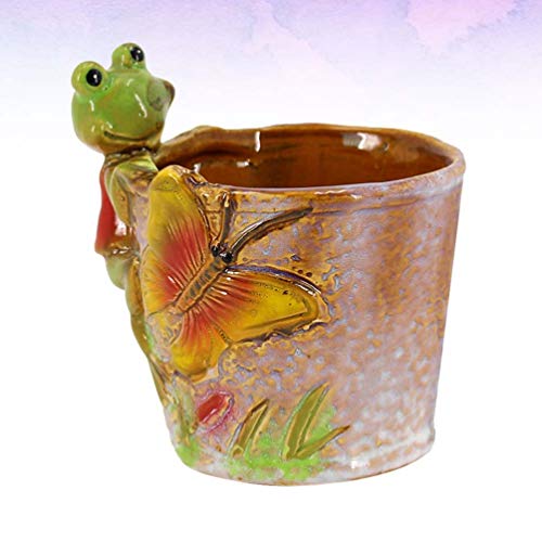 Happyyami 1pc Frog Decorations Decorative Planter Bonsai Plant Pot Garden Flower Plants Pots Cute Flower Pots Ceramic Bonsai Pots Ceramic Animal Flowerpot Frog Pen Holder Simple Pot